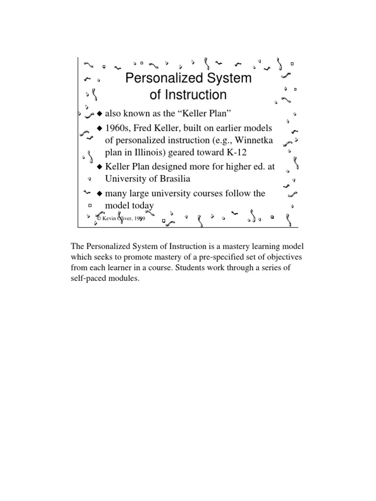 Personalized System of Instruction: © Kevin Oliver, 1999 | PDF ...