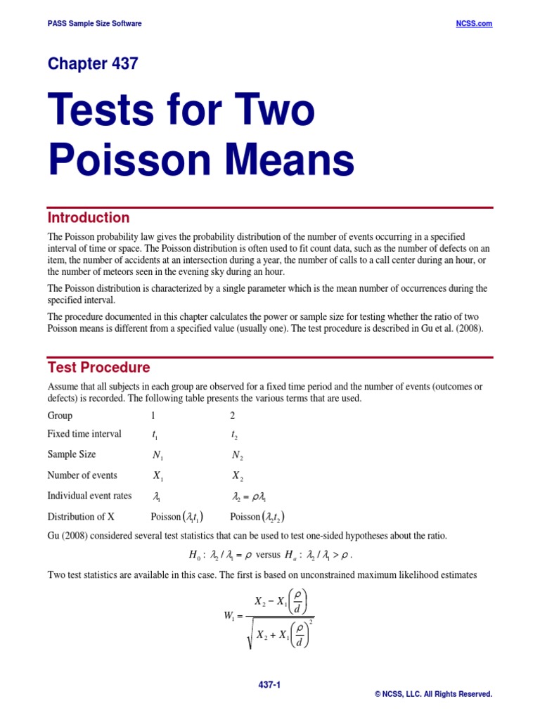 Tests for Two Poisson Means | Statistical Hypothesis Testing | Poisson ...