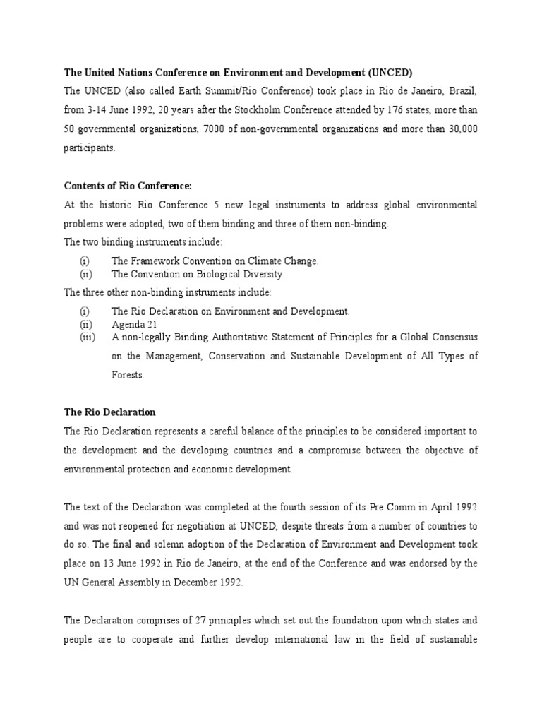 The Rio Declaration | Environmental Law | Sustainability