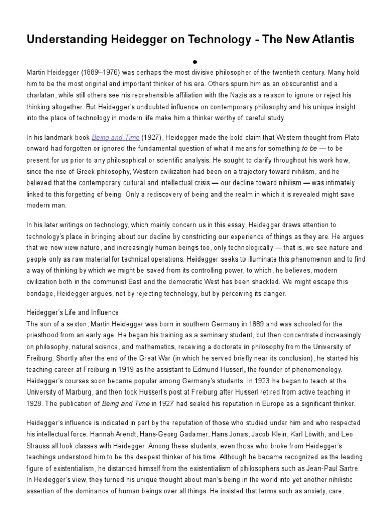 Heidegger on Technology and the Modern Crisis | PDF | Martin Heidegger ...