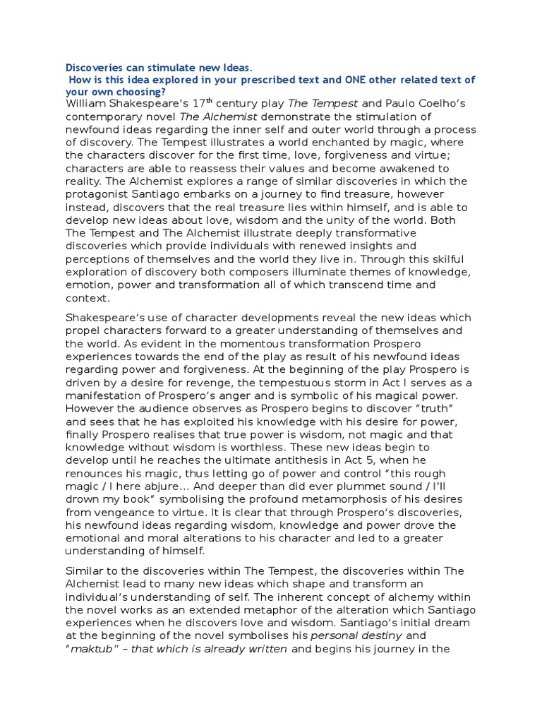 HSC English AOS Discovery: The Tempest Essay | PDF | The Tempest | Wisdom