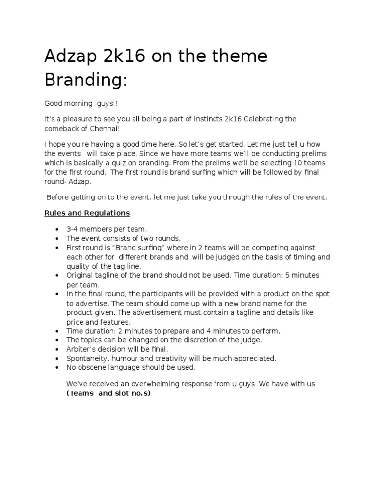 Adzap 2k16 On The Theme Branding | PDF | Advertising | Leisure