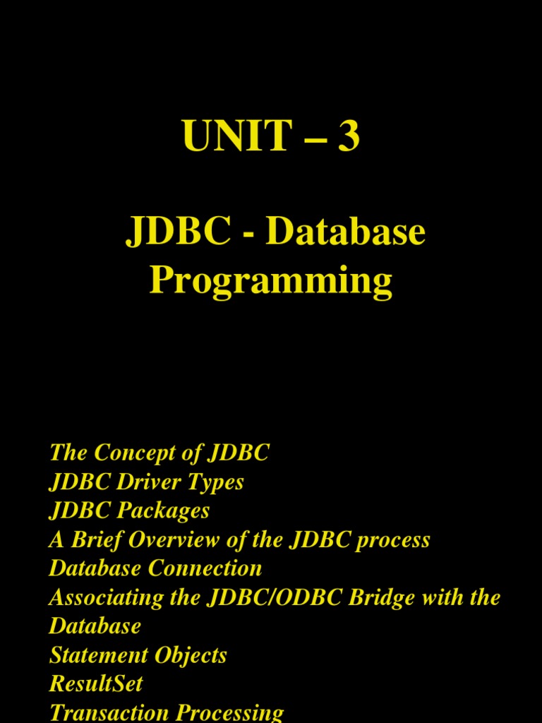 Unit 3 Jdbc Database Programming Pdf Sql Databases 8754