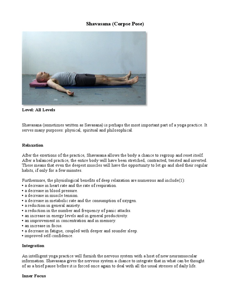 Shavasana (Corpse Pose) | PDF | Human Anatomy | Primate Anatomy