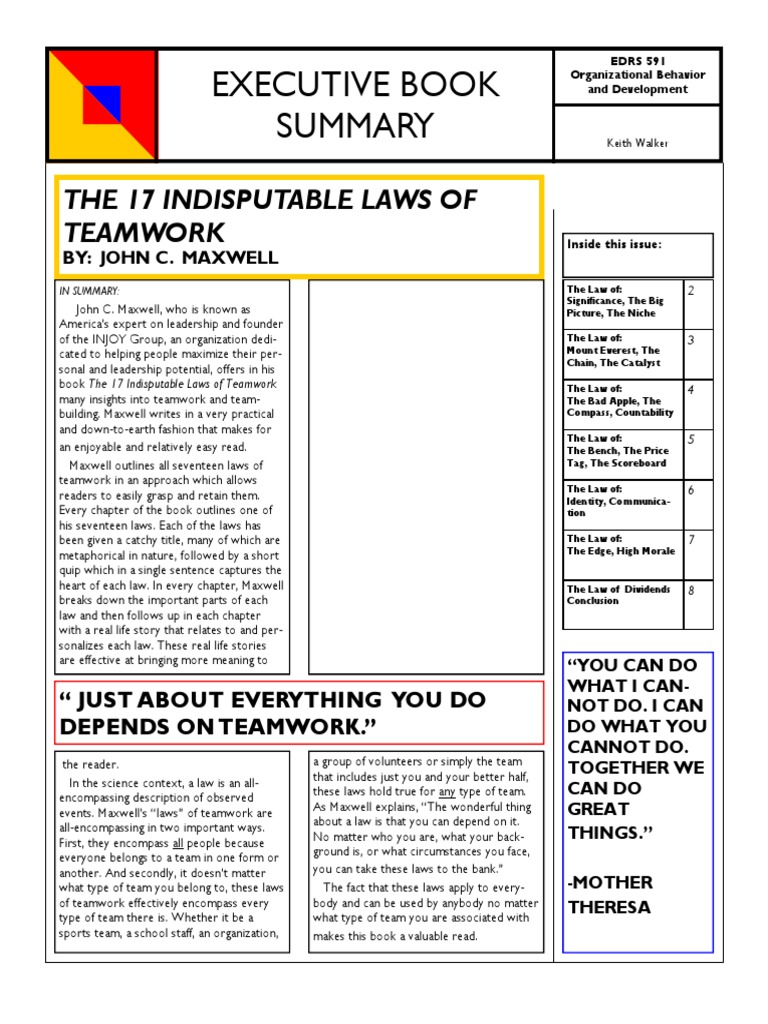 Maxwell's Laws of Teamwork: 17 Principles for Success Through Teamwork ...