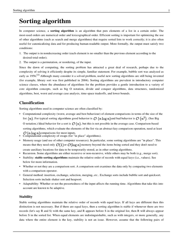 Sorting Algorithm Pdf Computer Programming Algorithms 1530