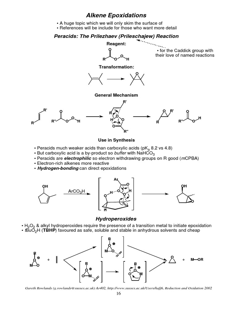 Alkene Epoxidations: Peracids: The Prilezhaev (Prileschajew) Reaction ...