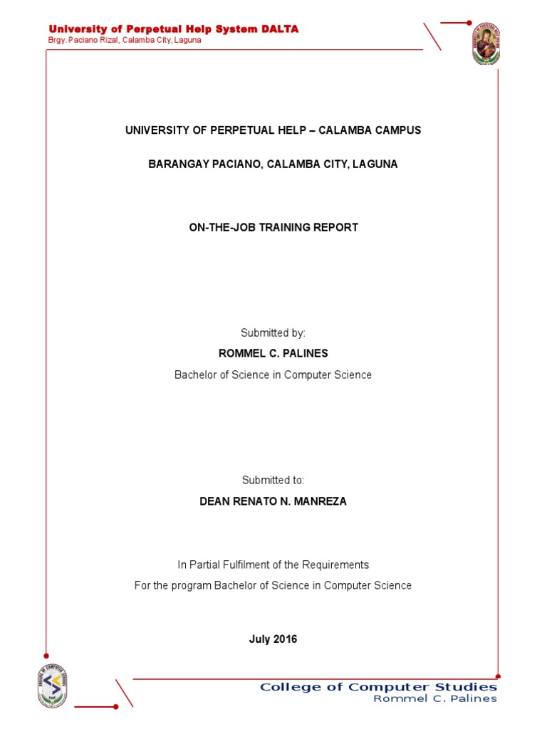 UPHS OJT Report Computer Science | PDF | Customer Experience | Philippines