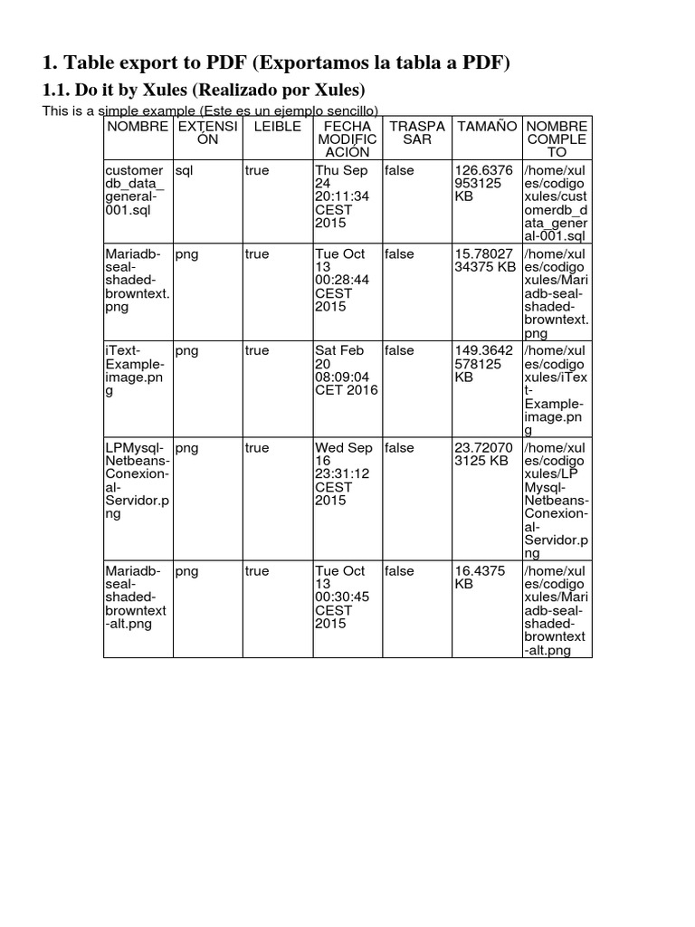 Table Export To PDF (Exportamos La Tabla A PDF) : 1.1. Do It by Xules ...