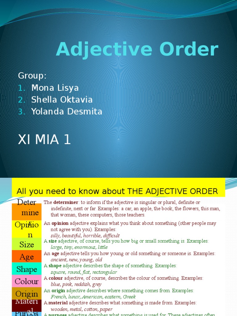 Adjective Order | PDF | Adjective | Language Mechanics