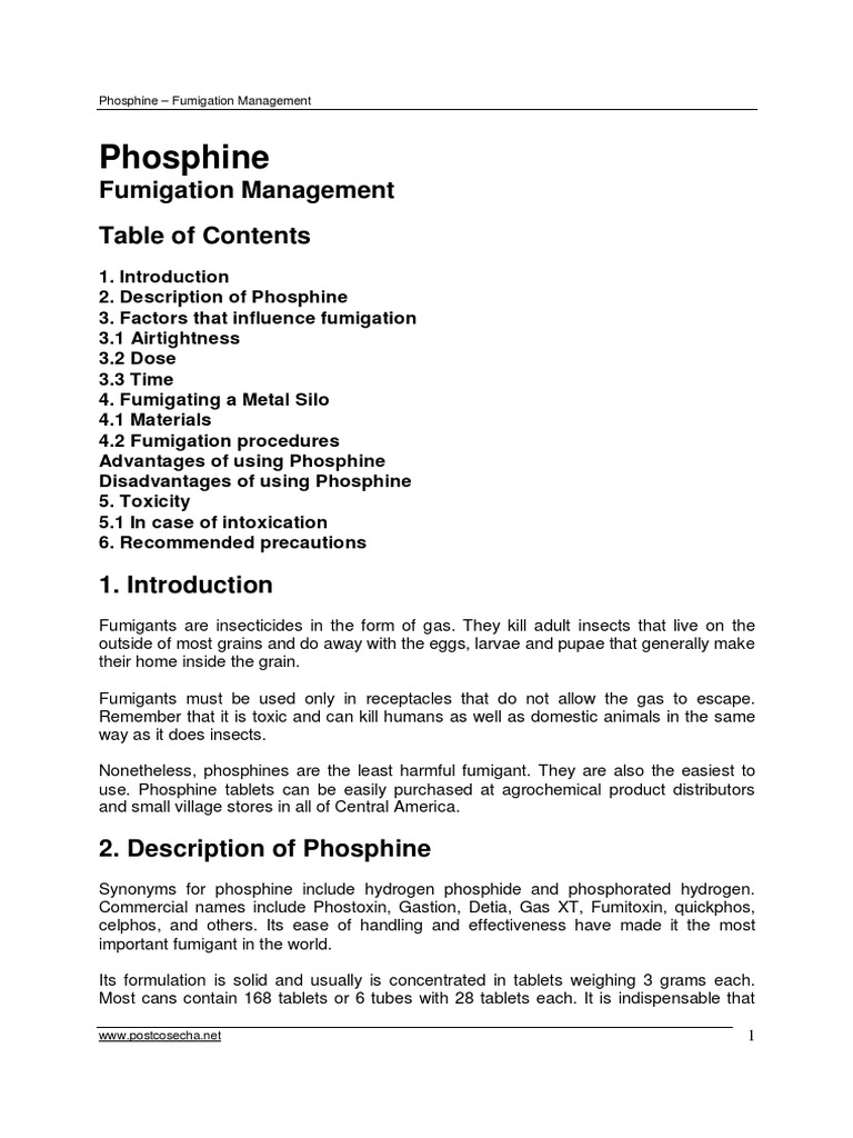 Phosphine Fumigation Management PDF | PDF | Chemical Substances | Chemistry