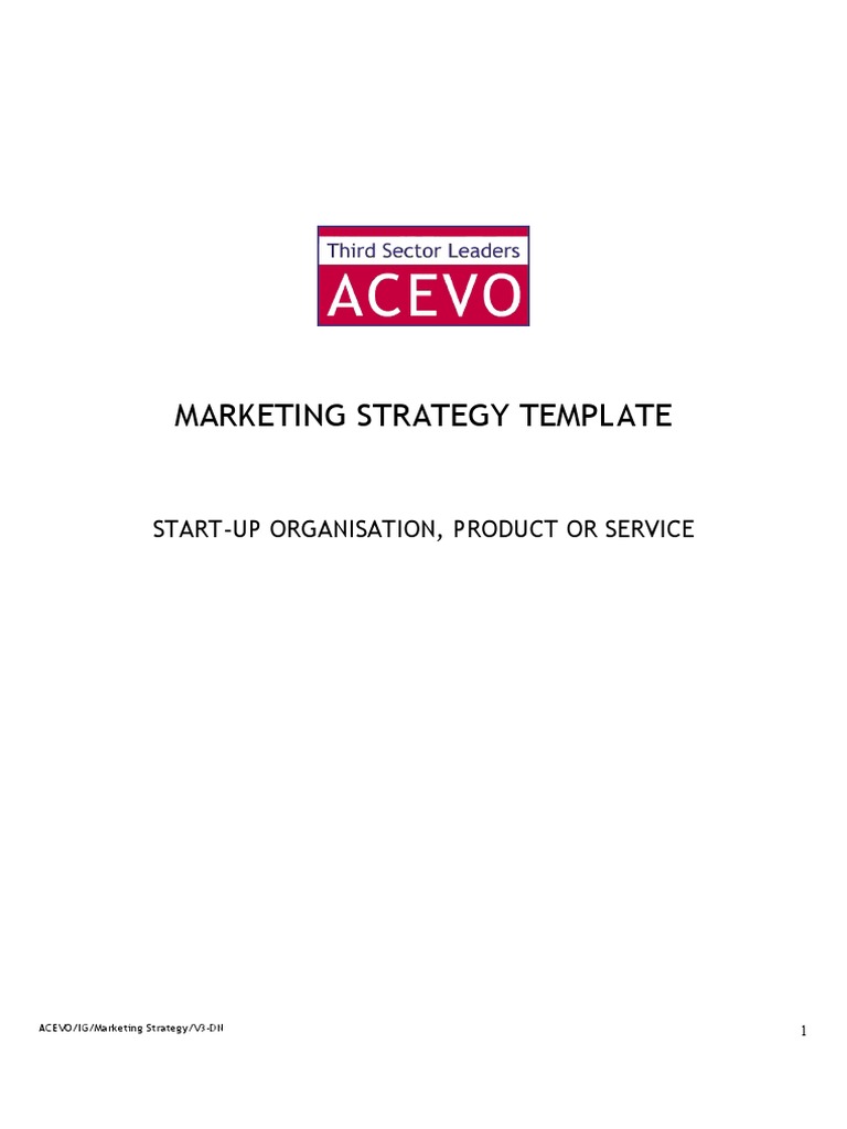 Marketing Strategy Template: Start-Up Organisation, Product or Service ...