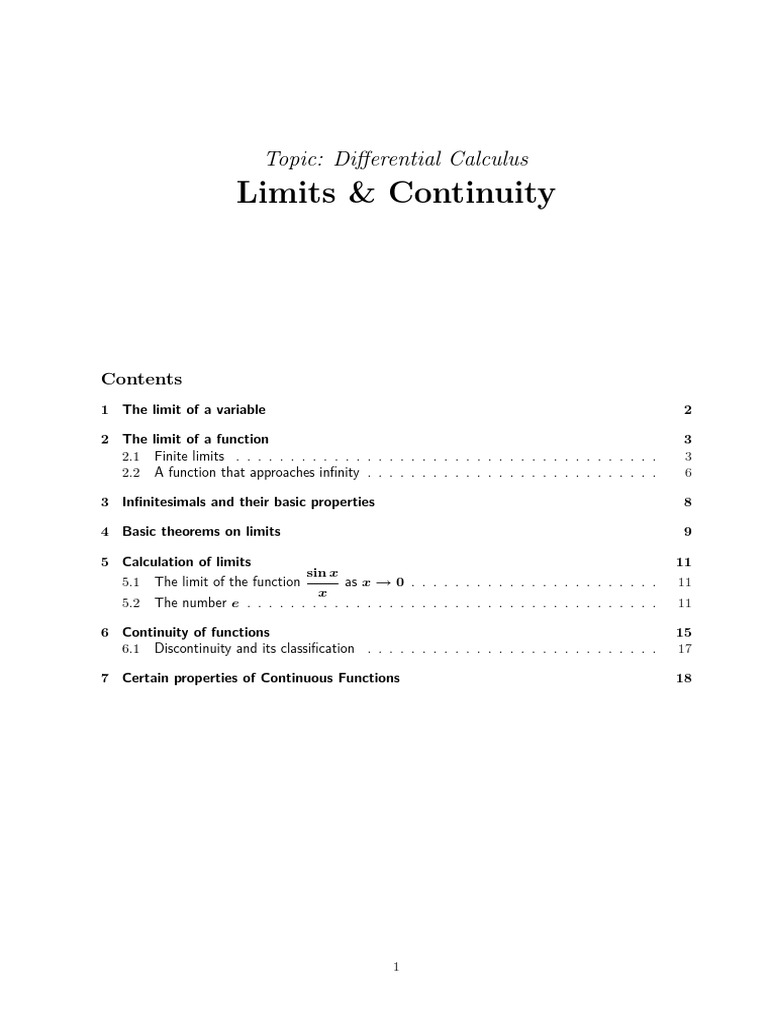 Limits and Continuity | PDF | Continuous Function | Infinity