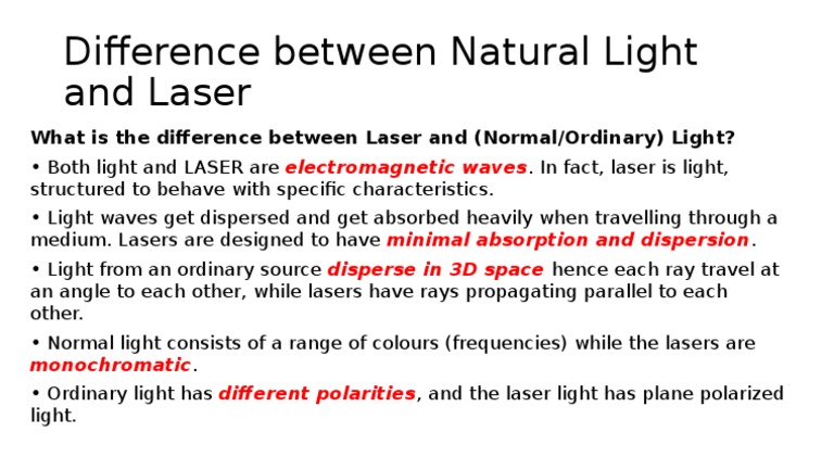 Diffrence Between Laser and Natural Light | PDF