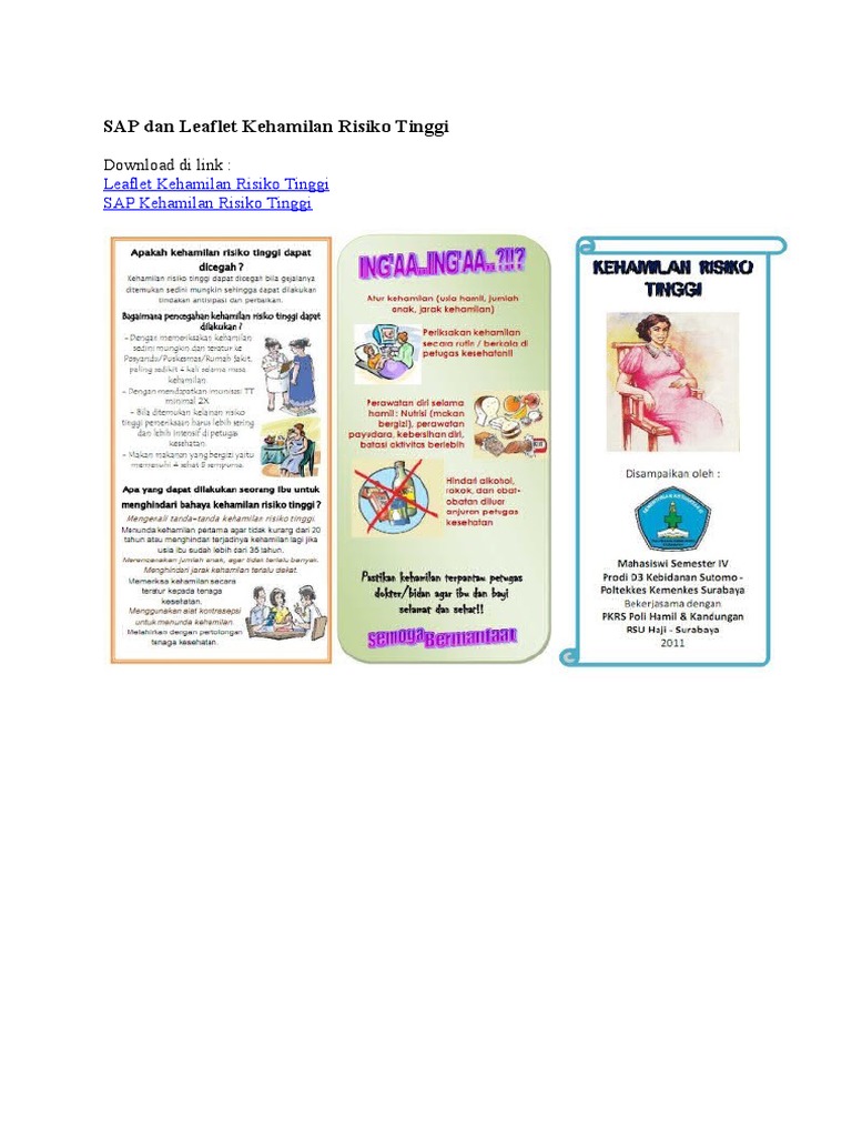 SAP Dan Leaflet Kehamilan Risiko Tinggi | PDF