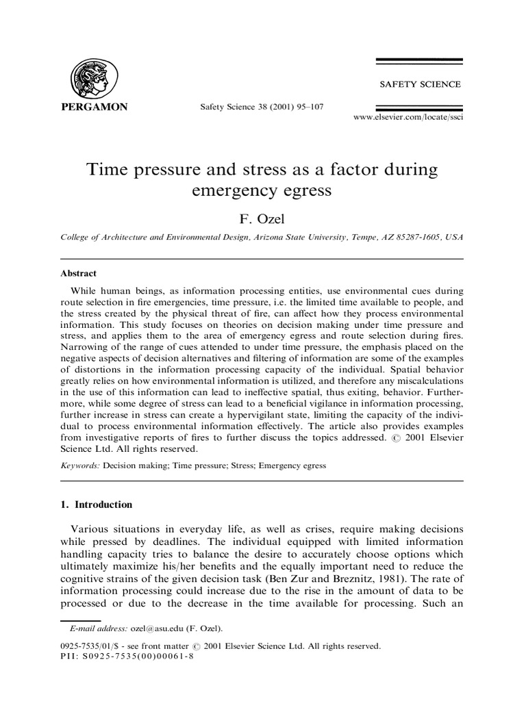Time Pressure and Stress As A Factor During Emergency Egress | PDF ...