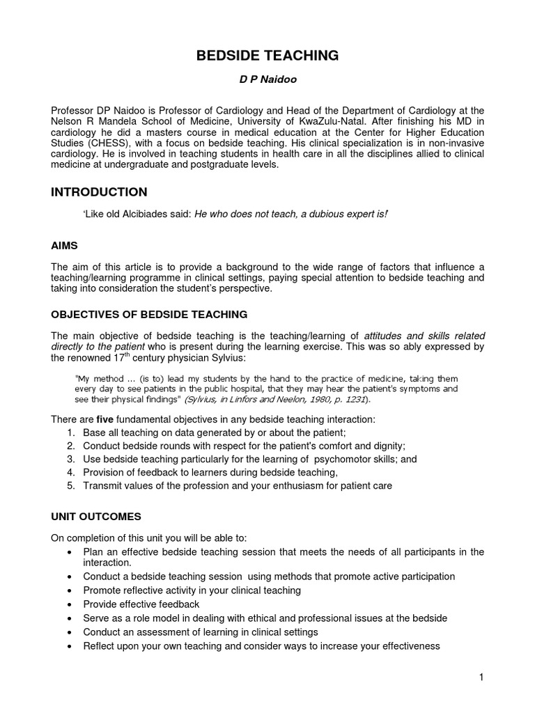 Bedside Teaching | PDF | Patient | Learning