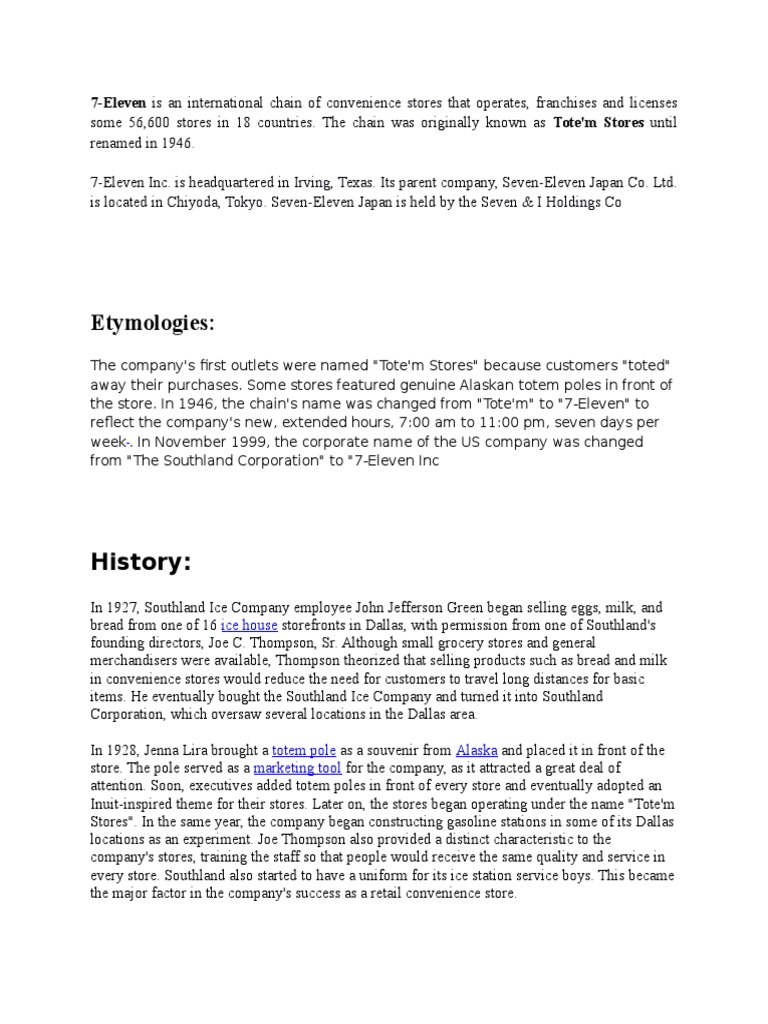 International Convenience Store Chain: The History and Global Expansion ...