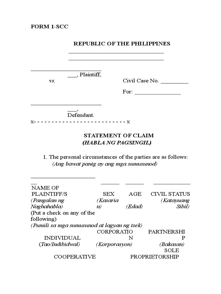 2016 Revised Rules On Small Claims - Sample Forms | PDF | Lawsuit ...