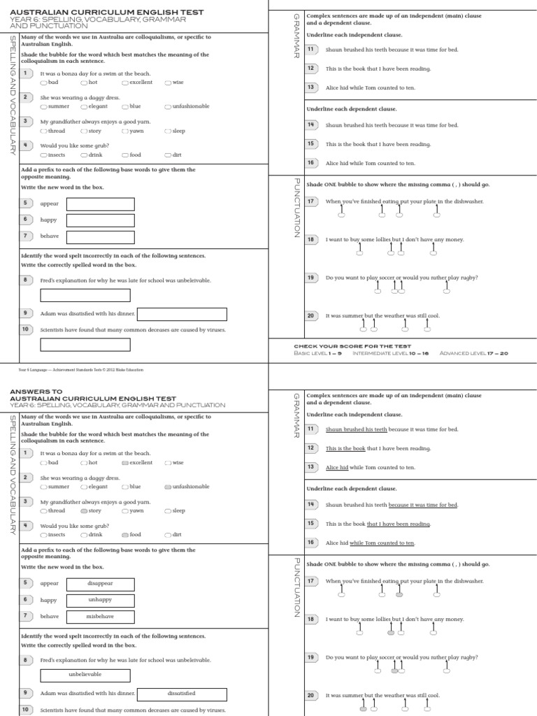 Year 6: Spelling, Vocabulary, Grammar and Punctuation: Australian ...
