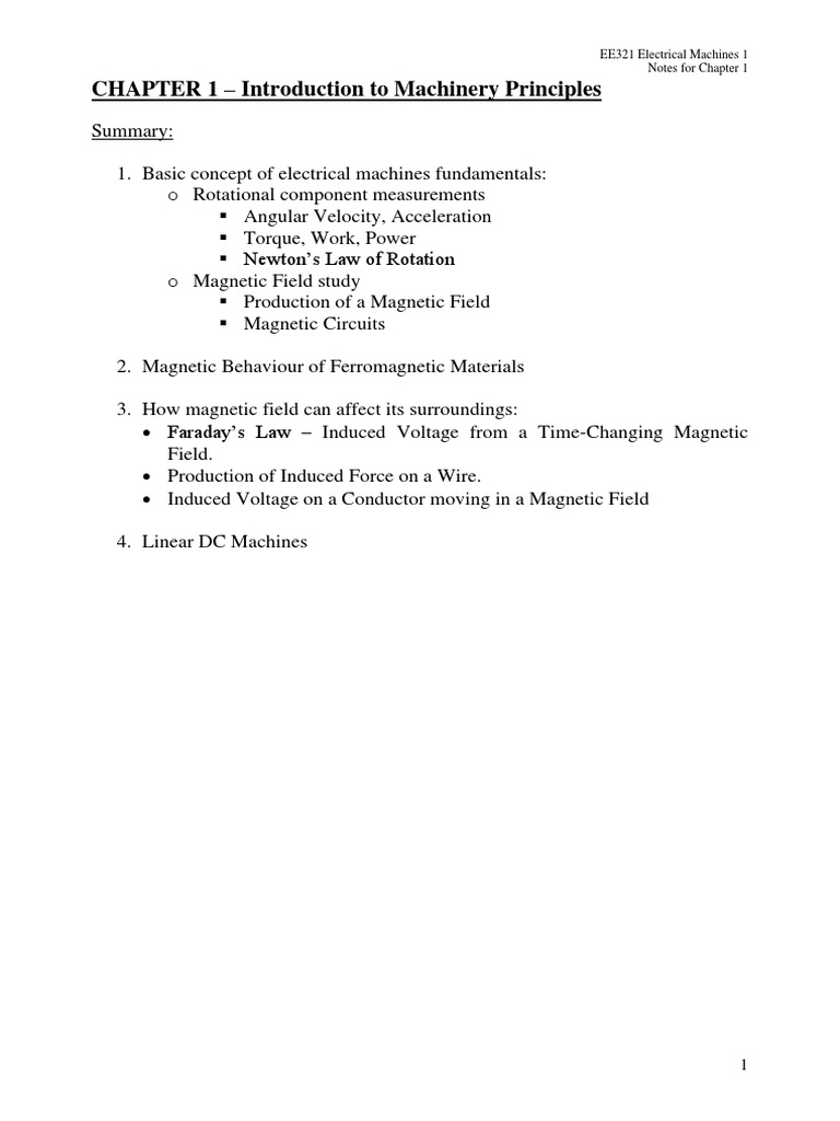 CHAPTER 1 - Introduction To Machinery Principles: EE321 Electrical ...