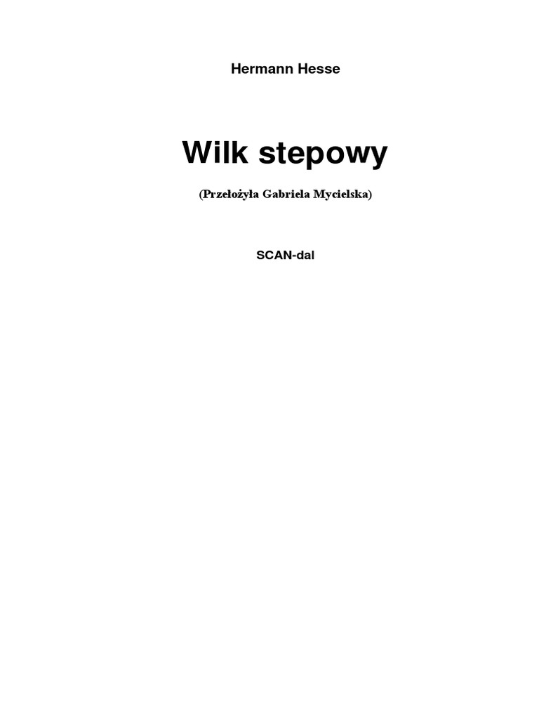 !hermann Hesse - Wilk Stepowy PDF | PDF