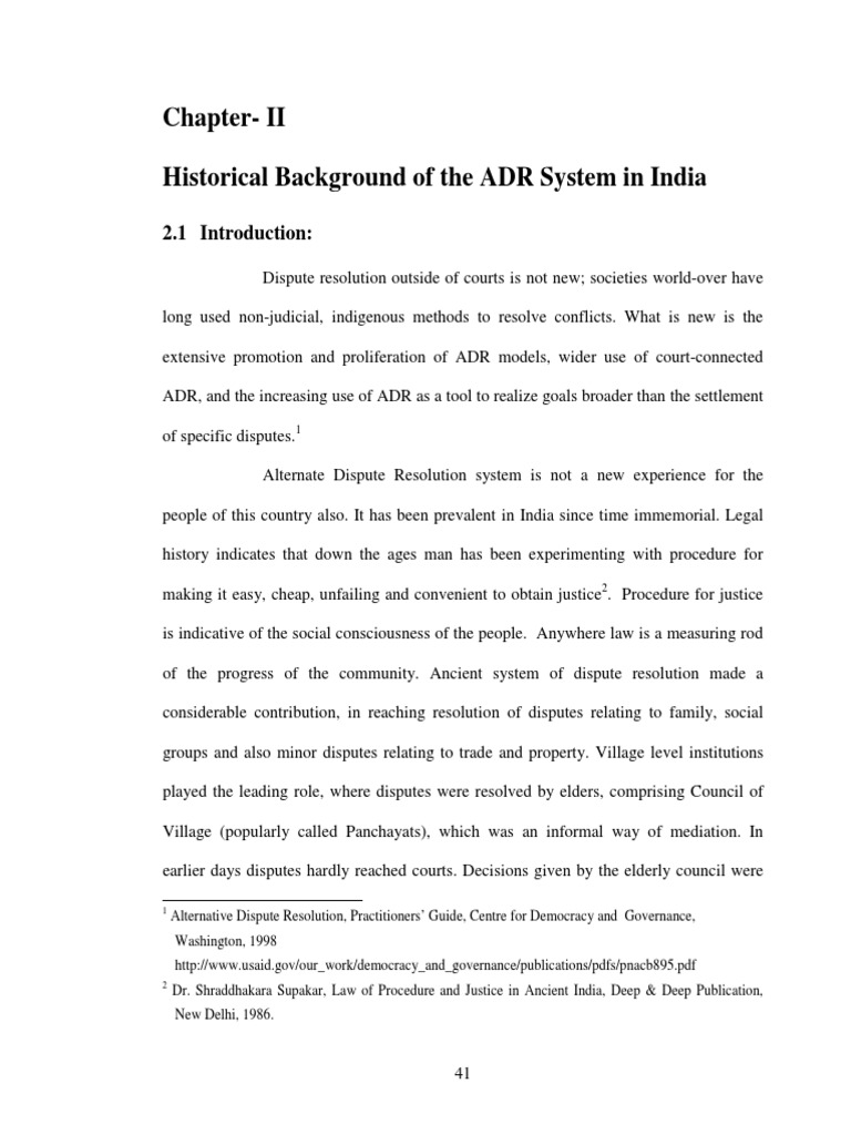 Chapter-II Historical Background of The ADR System in India | PDF ...