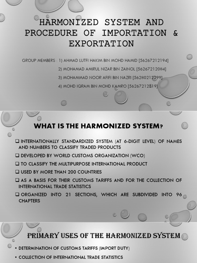 Harmonized System and Procedure of Importation & Exportation | Download ...