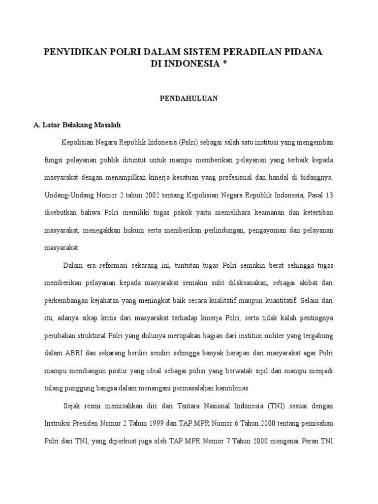 Penyidikan Polri dalam Peradilan Pidana | PDF