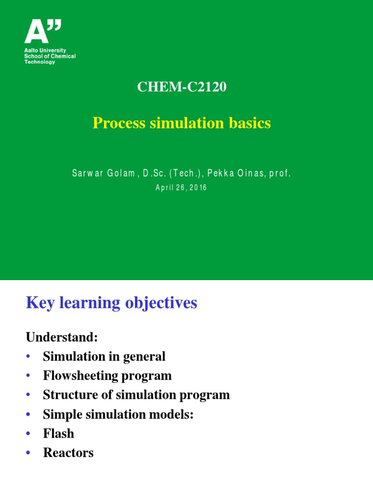 Process Simulation Basics: CHEM-C2120 | Download Free PDF | Chemical ...