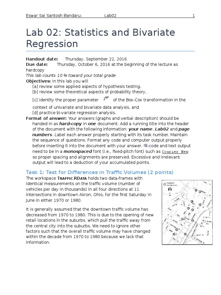 Lab 02: Statistics and Bivariate Regression: Handout Date: Due Date | PDF