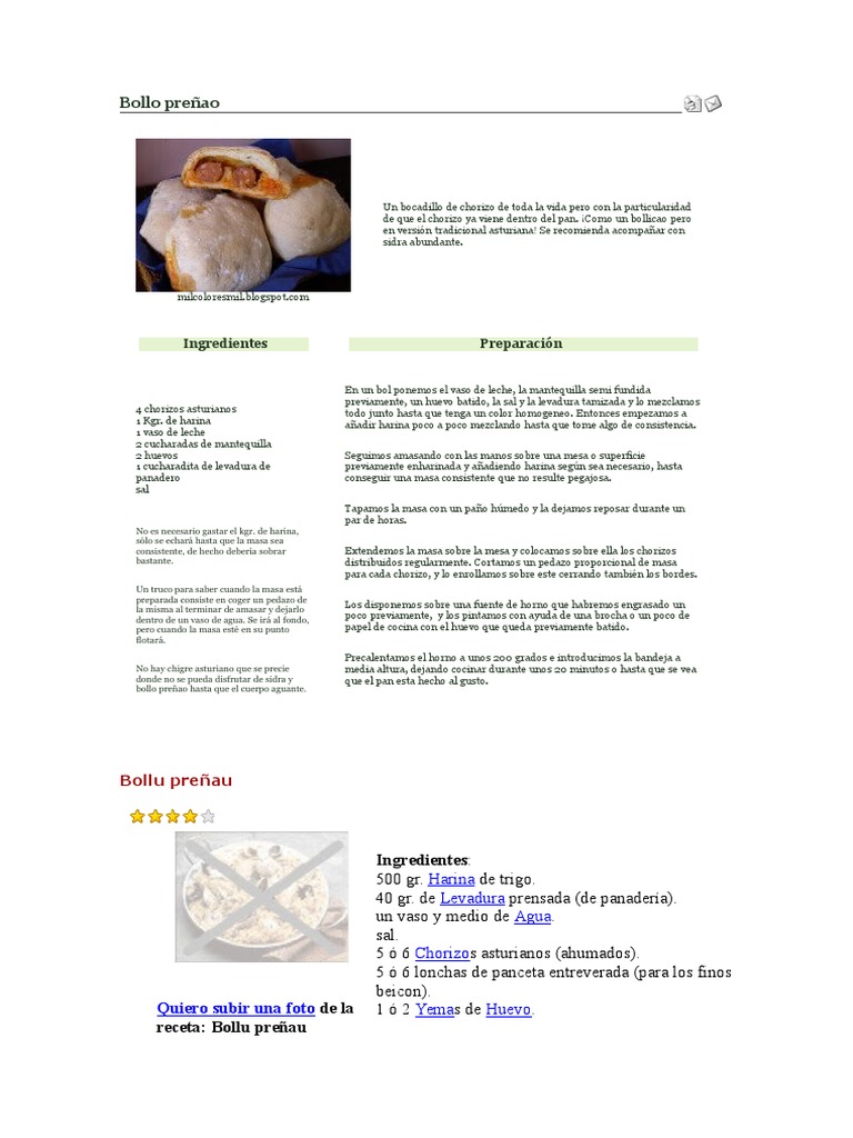 Receta de Bollo Preñao Asturiano | PDF | Panes | Levadura