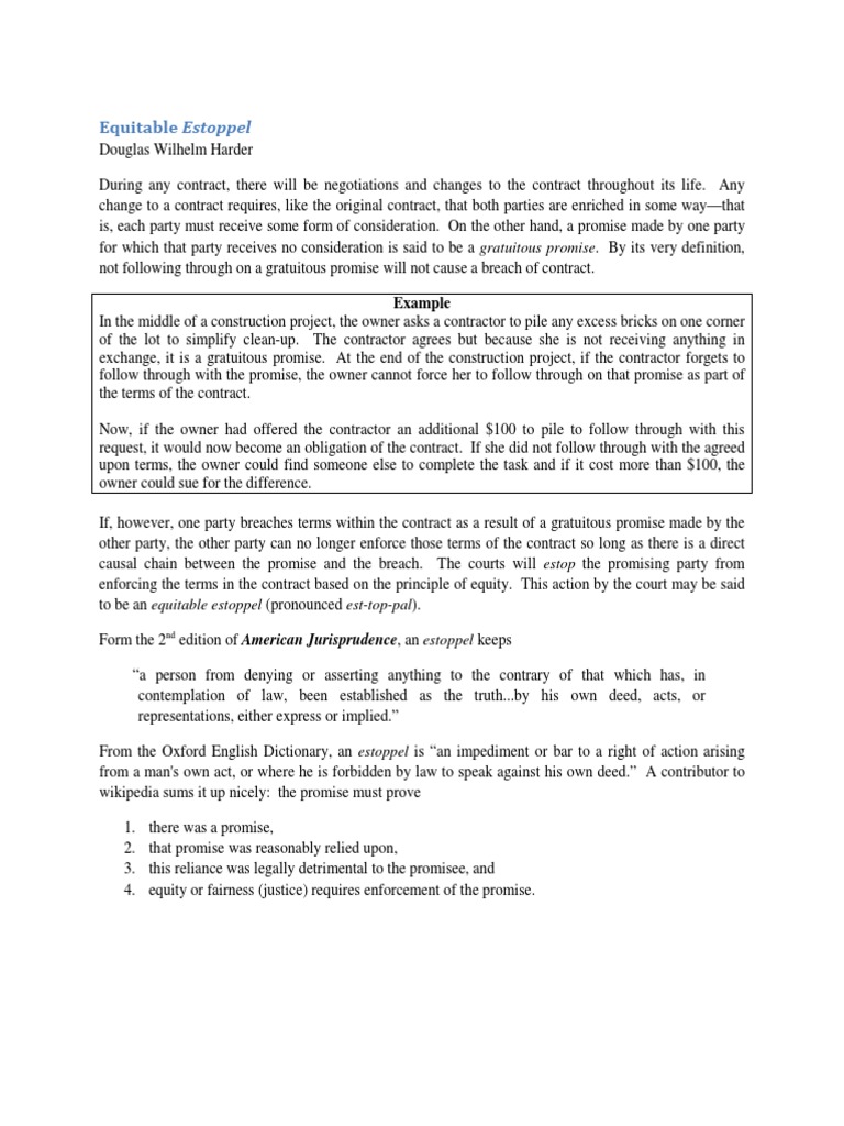 Equitable Estoppel: Example | PDF | Estoppel | Business Law