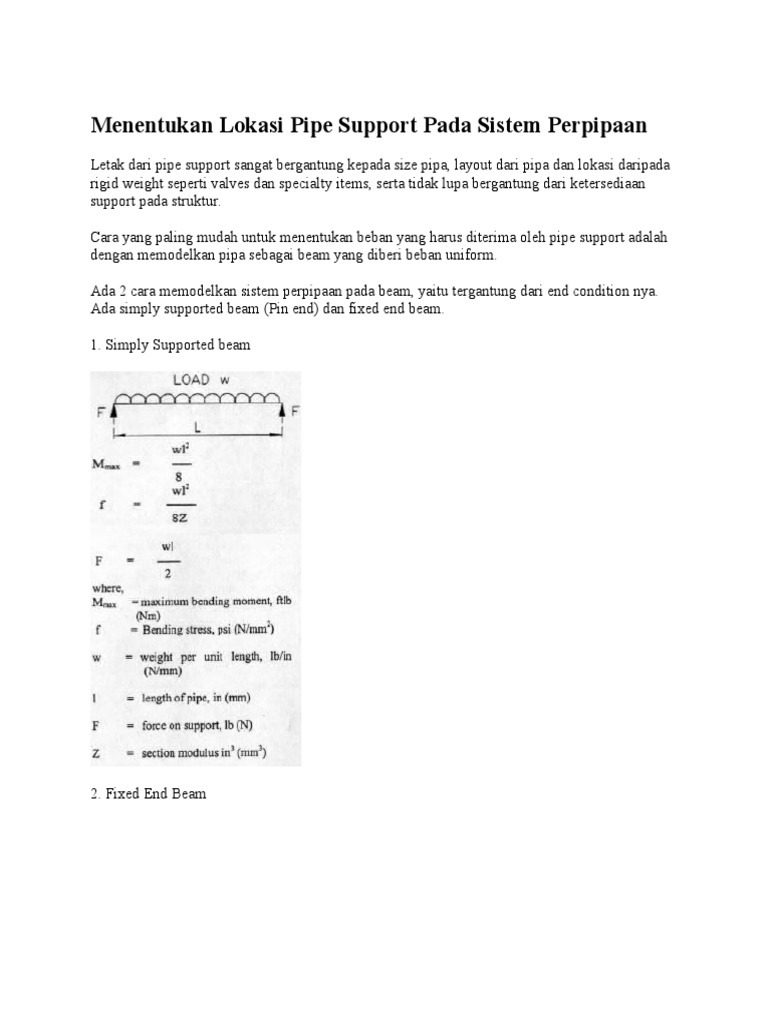 Menentukan Lokasi Pipe Support Pada Sistem | PDF | Griya & Taman ...