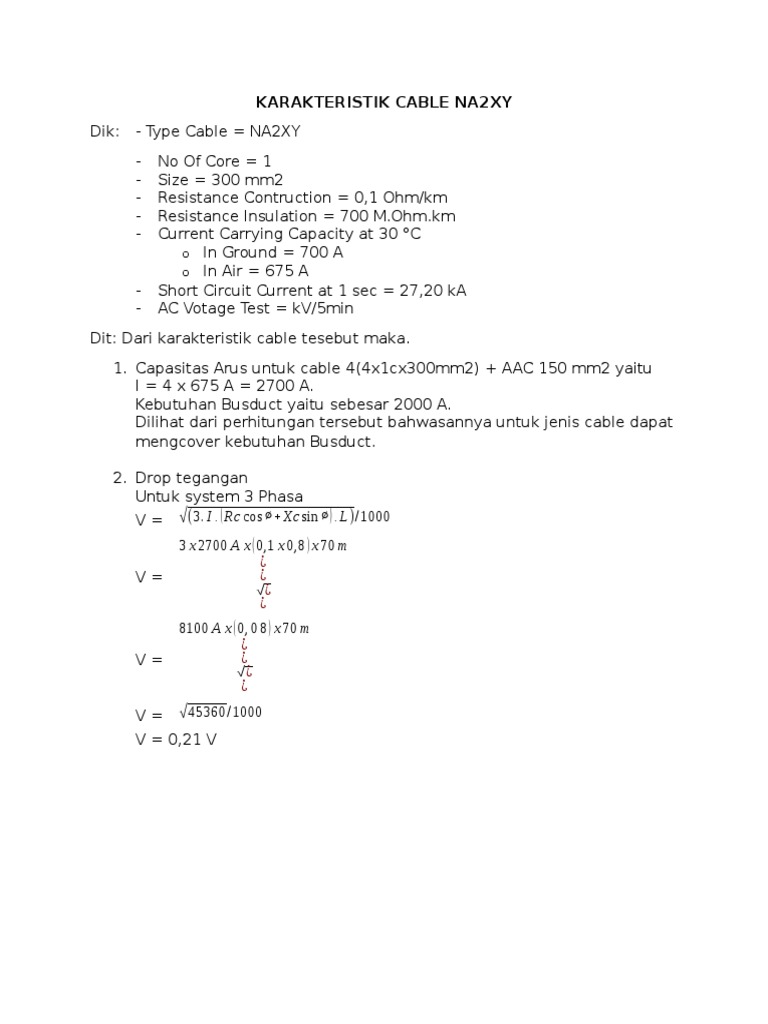 Karakteristik Cable Na2xy | PDF
