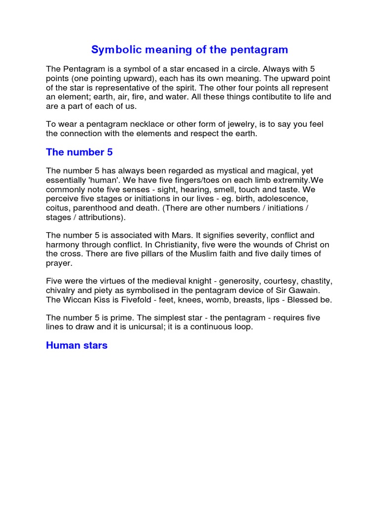 Symbolic Meaning of The Pentagram | PDF