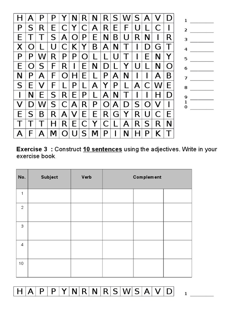 10 Sentences Using Adjectives | PDF