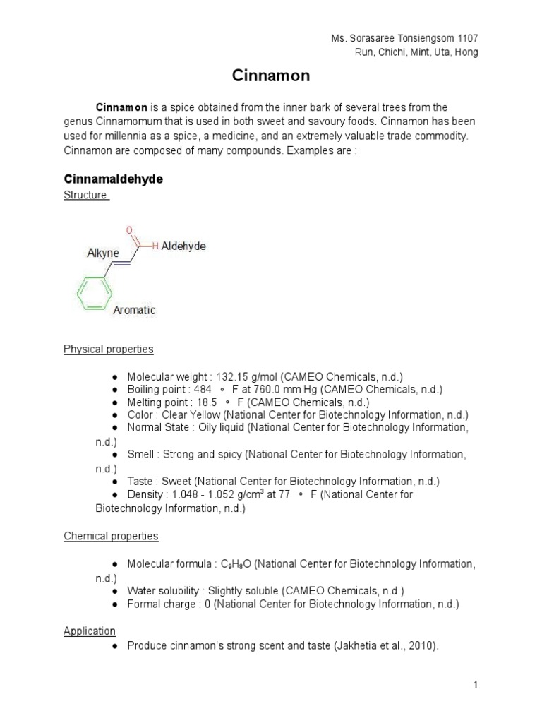 Cinnamon | PDF | Cinnamon | Chemical Substances