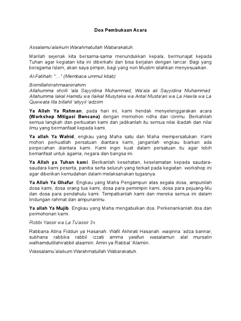 Doa Pembukaan Acara | PDF
