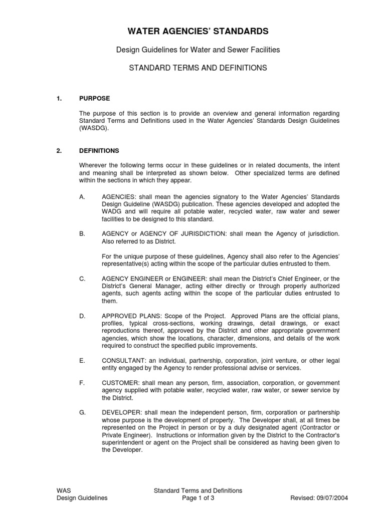 Water Agencies' Standards: Design Guidelines For Water and Sewer ...