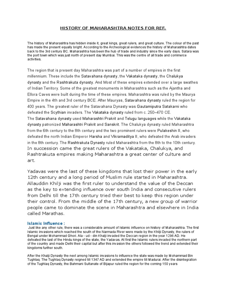 Maharashtra History Overview | PDF | Religion And Belief