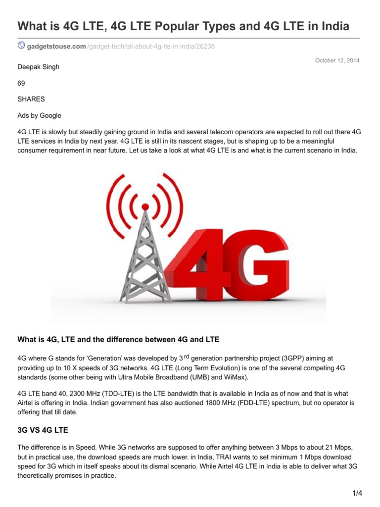 What Is 4G LTE 4G LTE Popular Types and 4G LTE in India | Download Free ...
