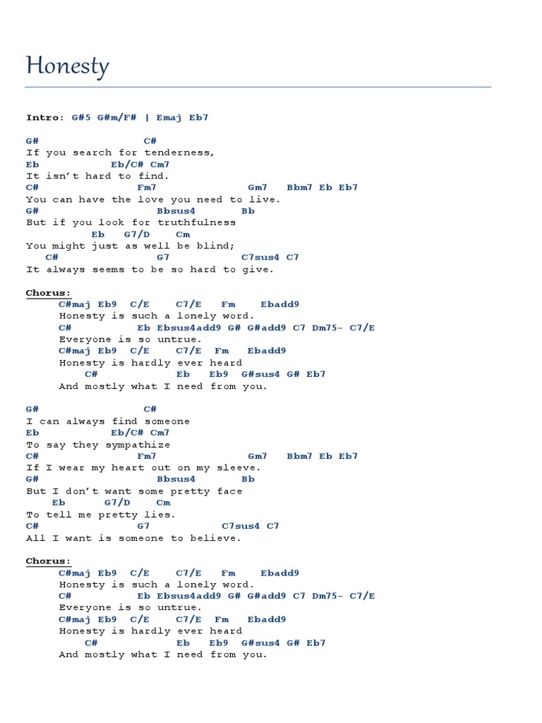 Honesty - Chords | PDF