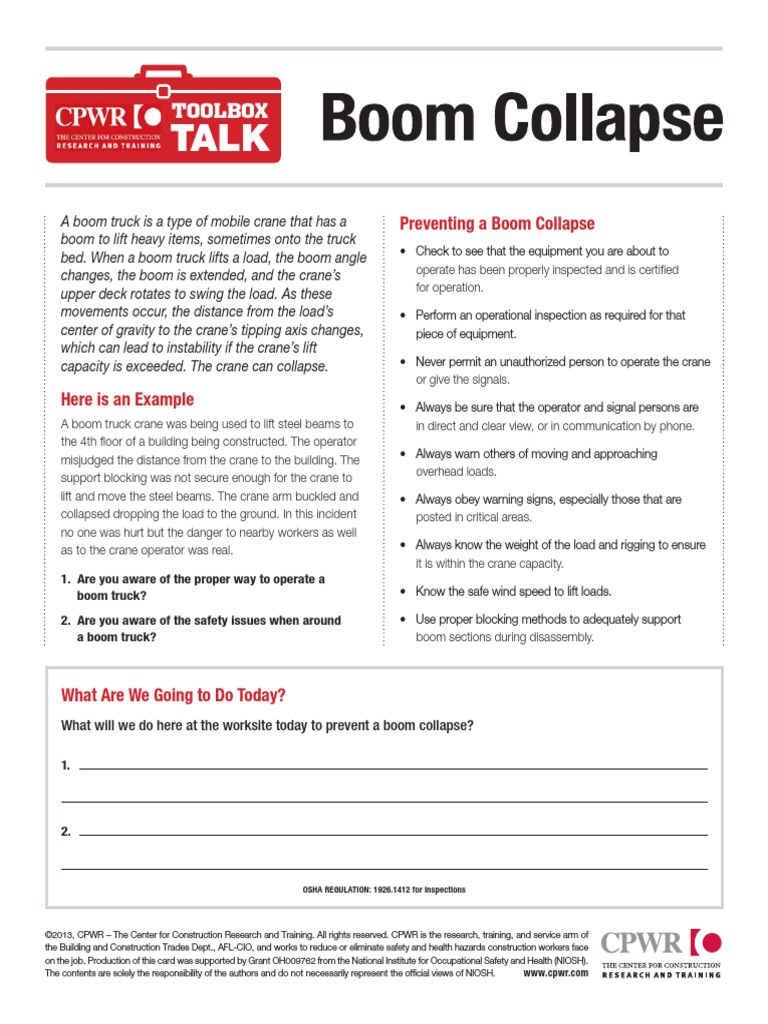 Toolbox: Preventing A Boom Collapse | PDF