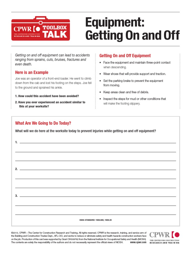 Equipment Getting On and Off | PDF | Business | Technology & Engineering