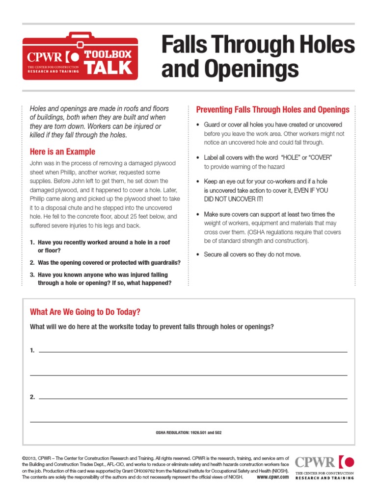 Falls Through Holes and Openings | PDF