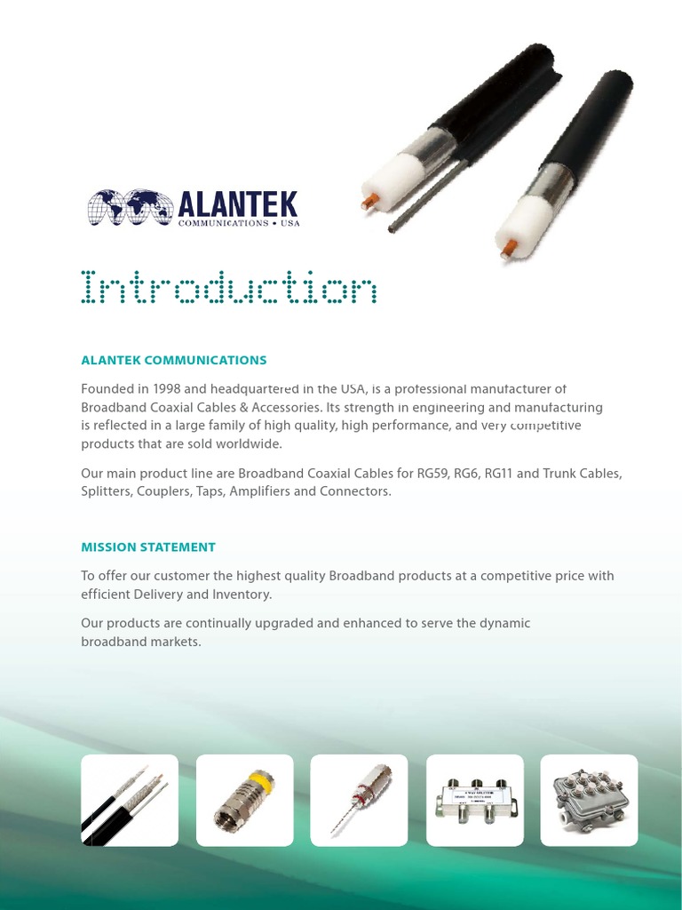 Alantek Coaxial Catalog | PDF | Coaxial Cable | Cable