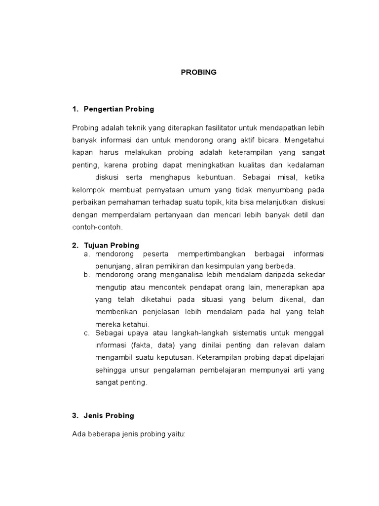 Teknik Probing dalam Wawancara | PDF | Karier & Perkembangan