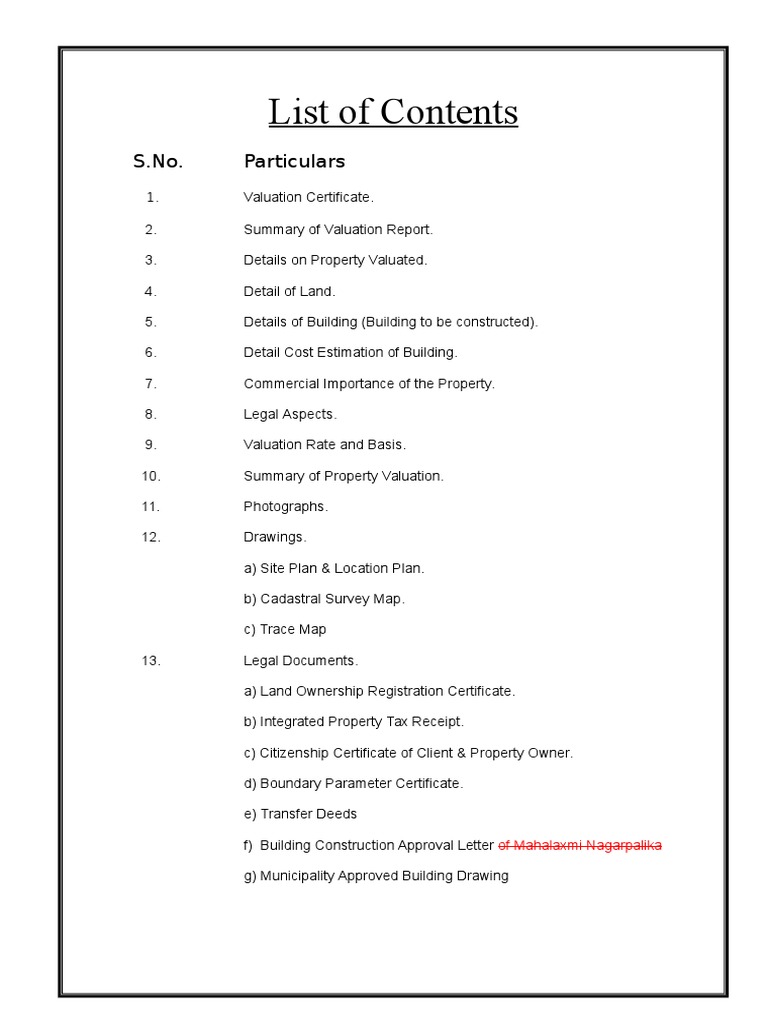 List Of: S.No. Particulars | PDF | Real Estate Appraisal | Wall