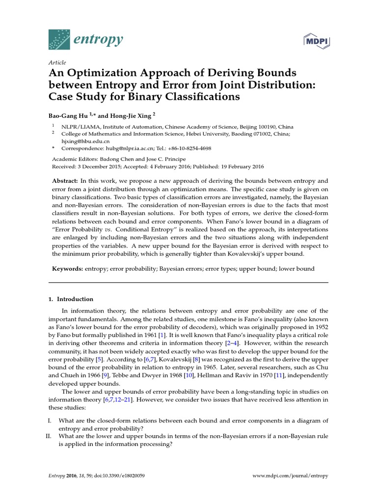 Entropy 18 00059 | PDF | Statistical Classification | Bayesian Inference
